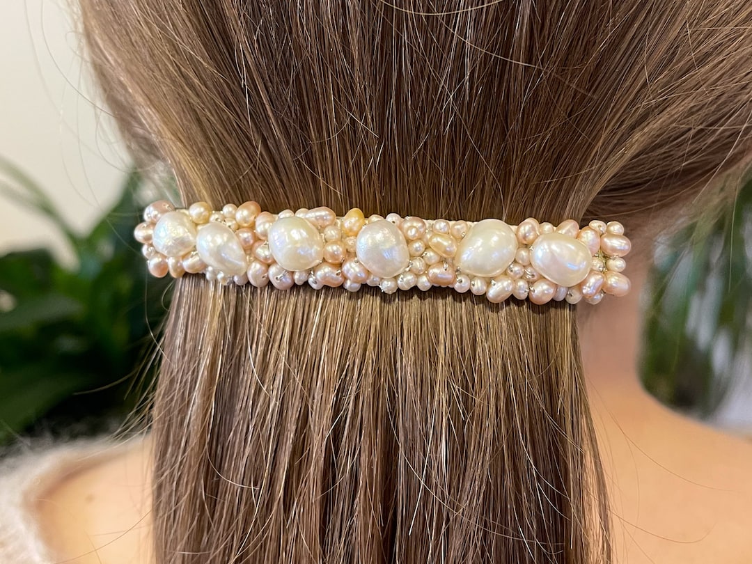 Freshwater Pearl Side Barrette, Hair Pin Jewelry, Barrette With Beads ...