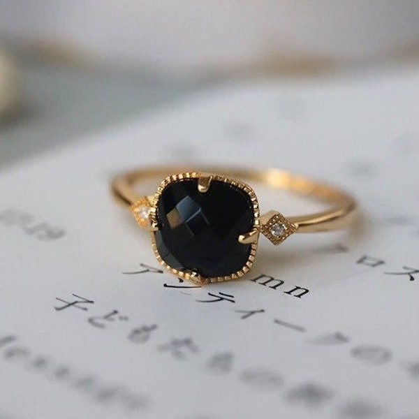 Black Square Ring - Etsy