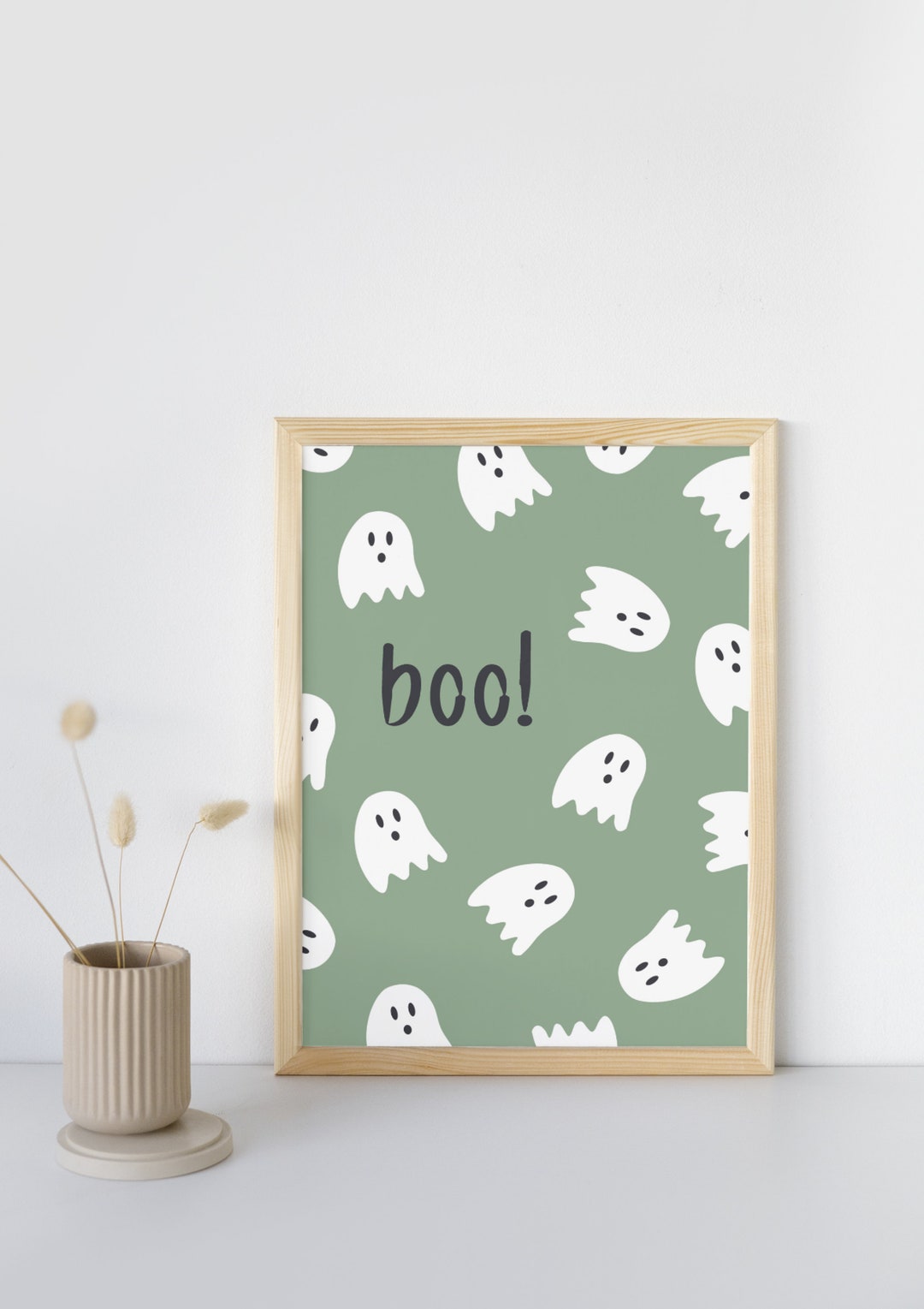 Whimsical Ghosts A4 Printable Green Background DIY - Etsy