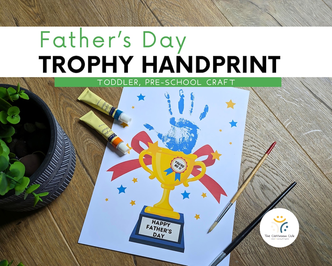 Father's Day Handprint Trophy Art Craft | Kids Paint Art | Pre-school ...