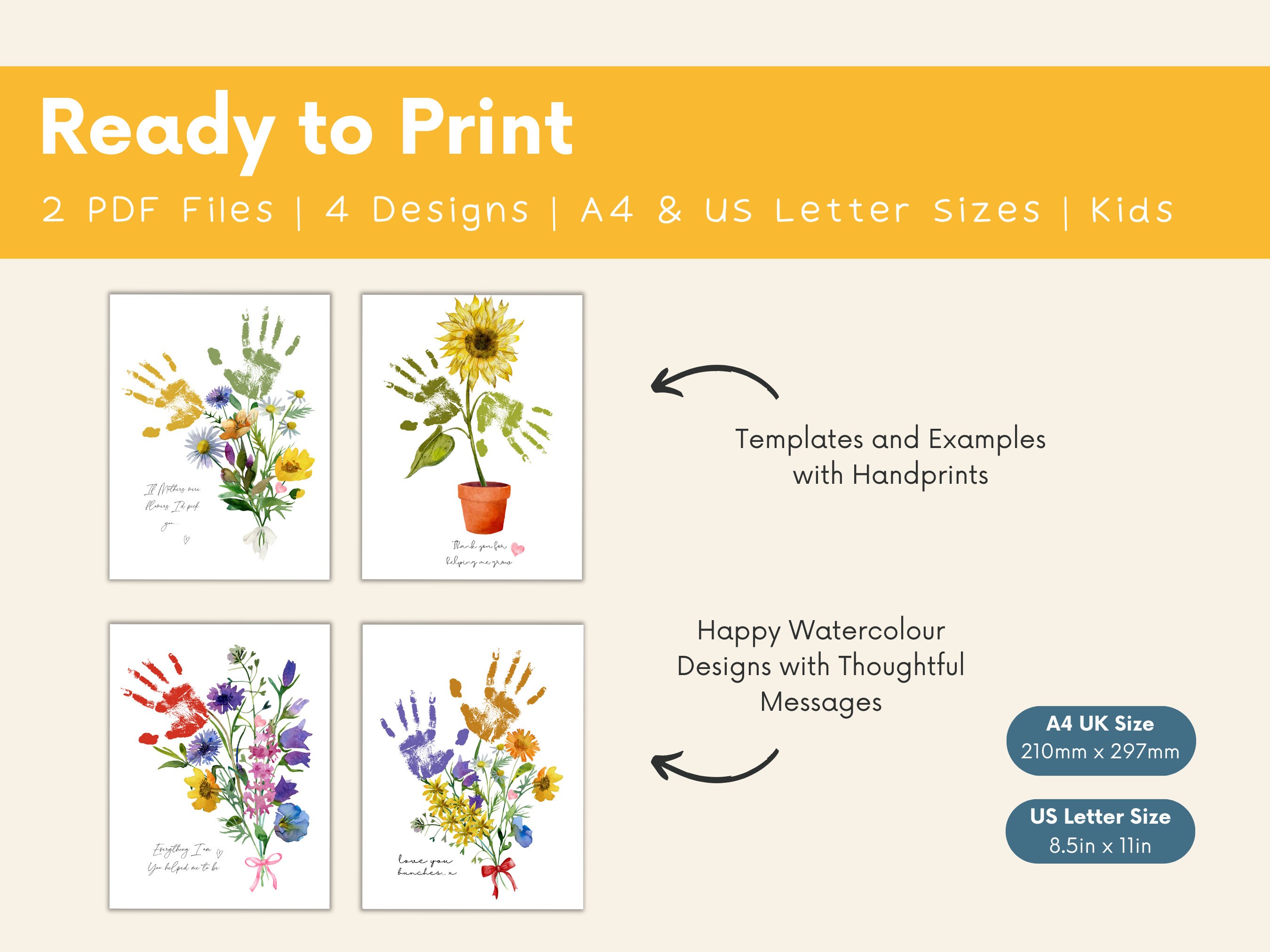 Mother's Day Flower Handprint Art Bundle | Printable Craft | Toddler ...