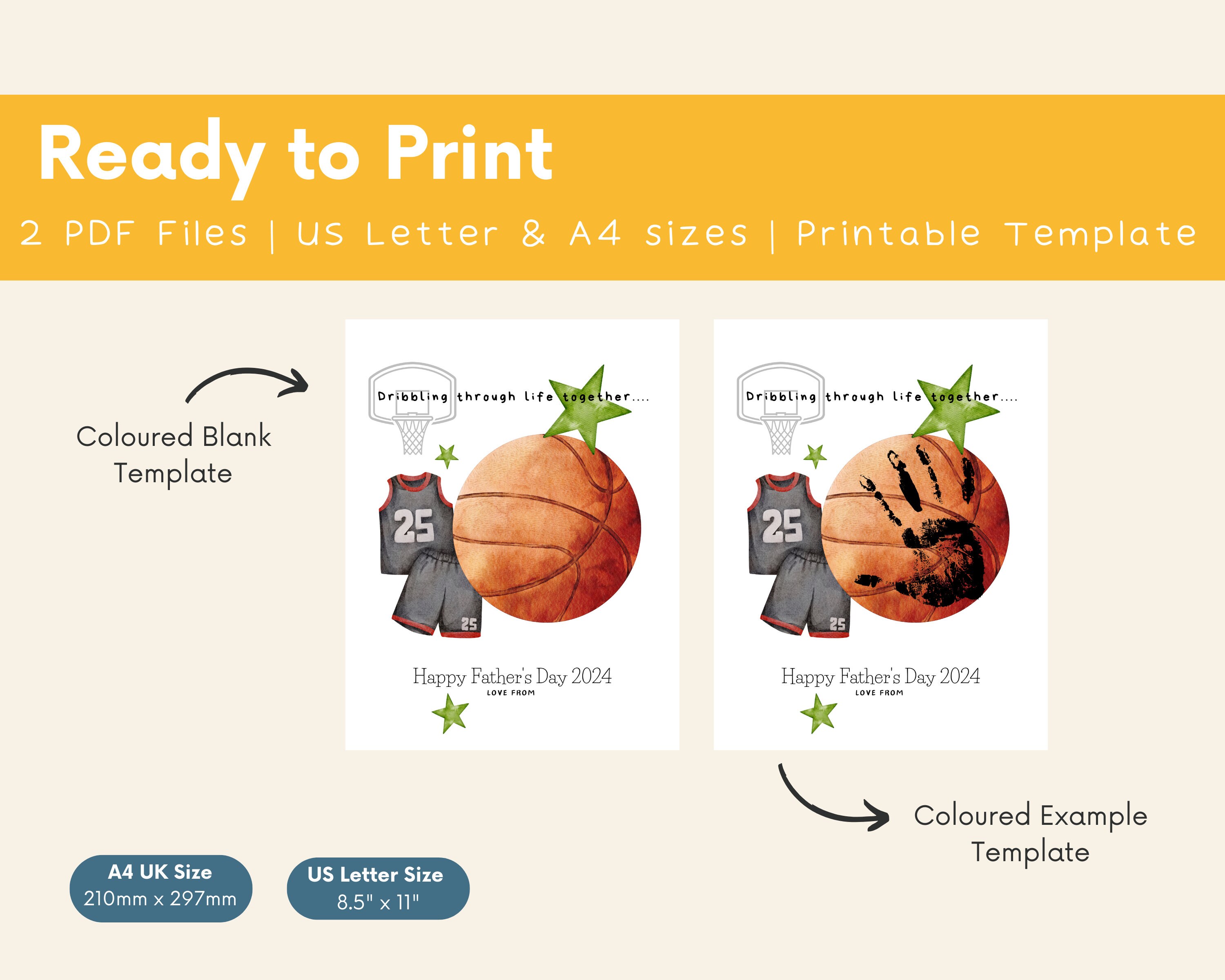 Father's Day Basketball Handprint Craft Printable | Kids Paint Art ...