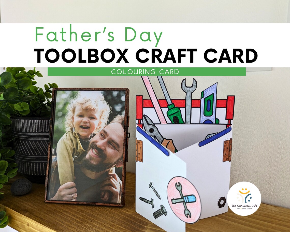 Fathers Day Toolbox DIY Colouring Card Printable | Craft Activity Kids ...