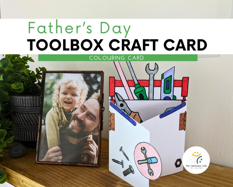 Fathers Day Toolbox DIY Colouring Card Printable | Craft Activity Kids ...
