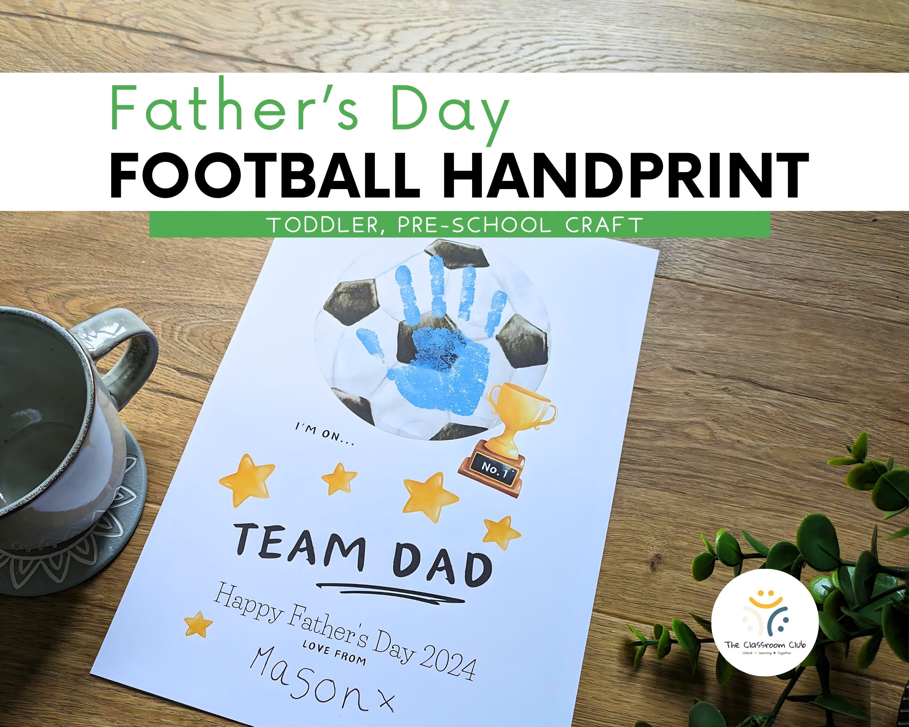 Father's Day Soccer Football Handprint Craft Printable | Kids Paint Art ...