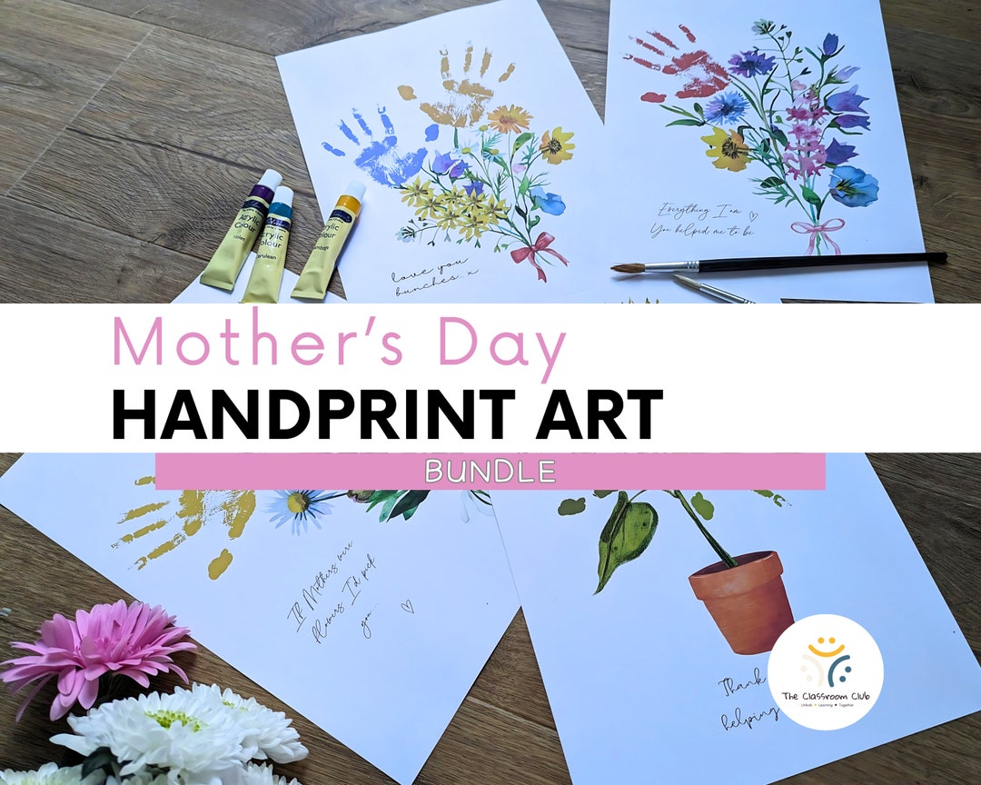 Mother's Day Flower Handprint Art Bundle | Printable Craft | Toddler ...
