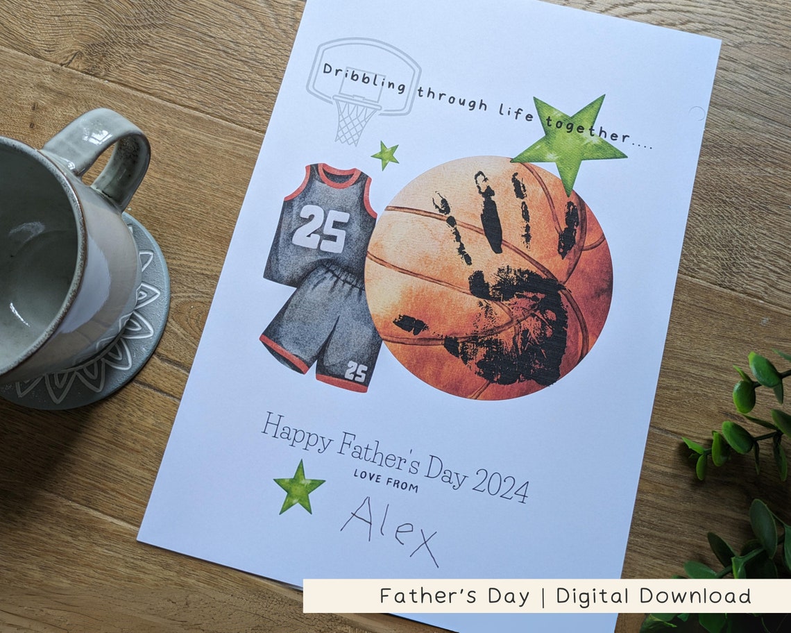 Father's Day Basketball Handprint Craft Printable | Kids Paint Art ...