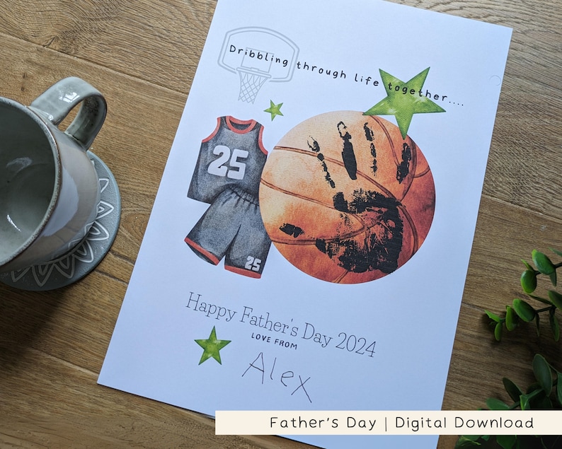 Father's Day Basketball Handprint Craft Printable | Kids Paint Art ...