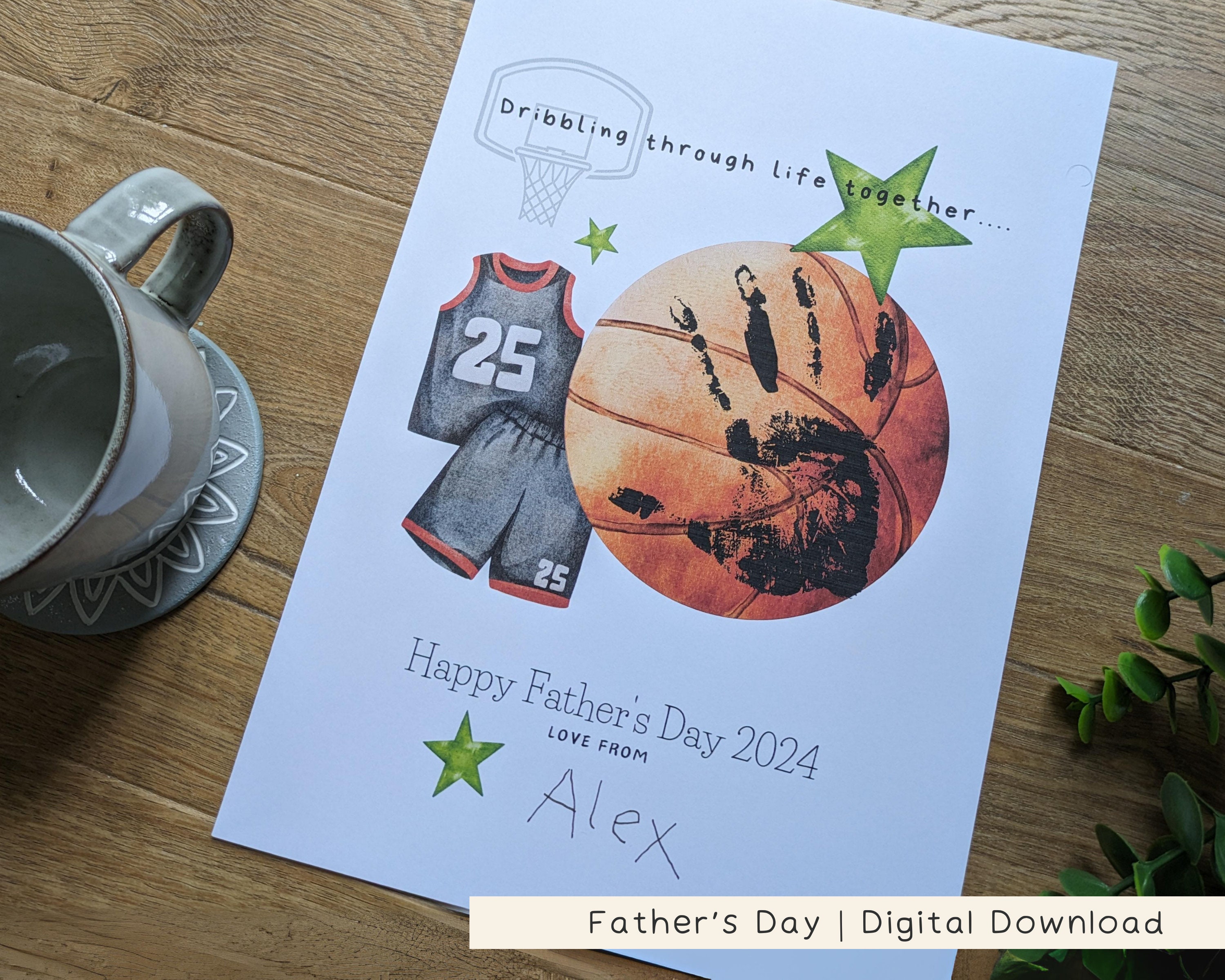 Father's Day Basketball Handprint Craft Printable | Kids Paint Art ...