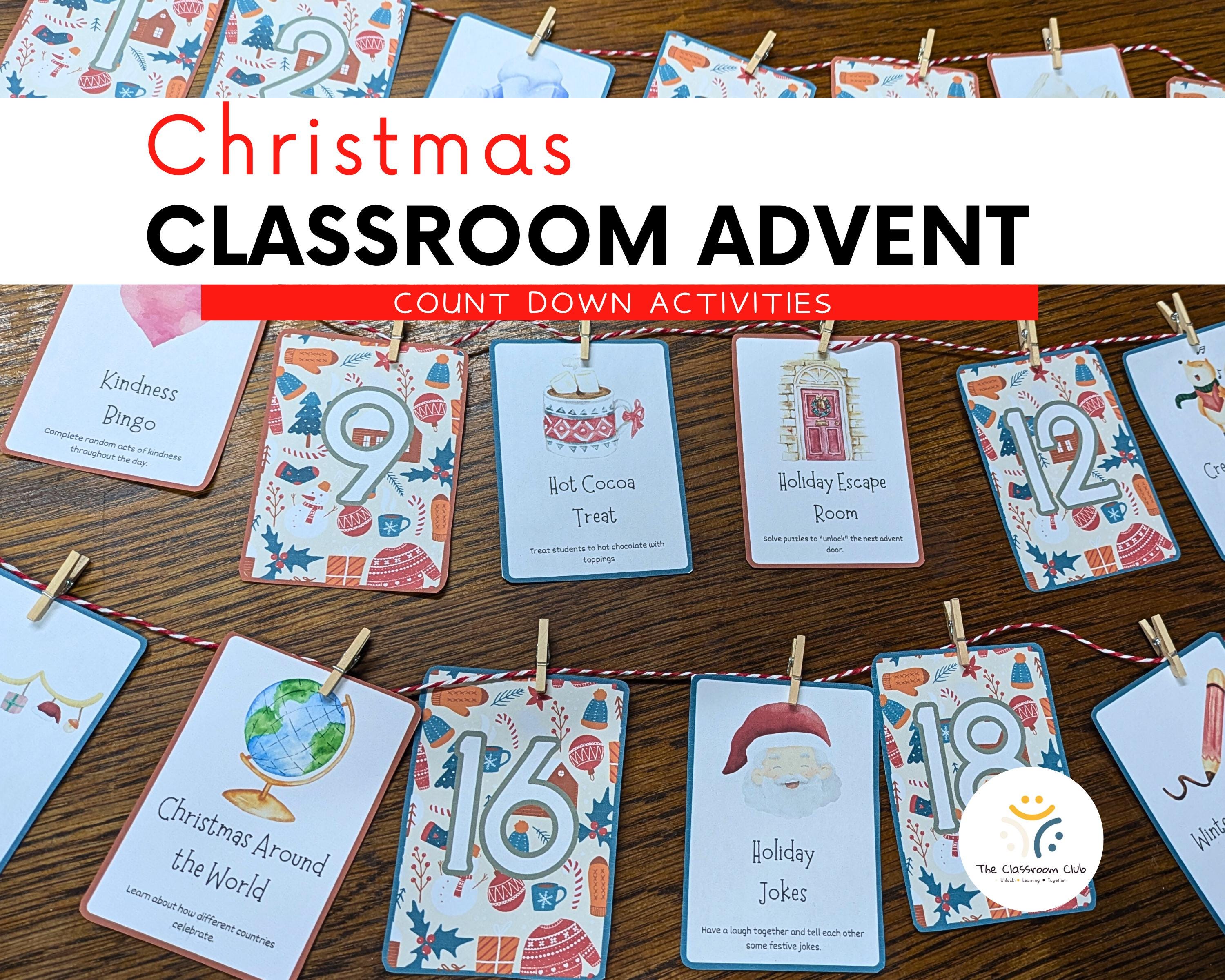 Christmas Classroom Activity Advent Calendar Cards | Classroom Count ...
