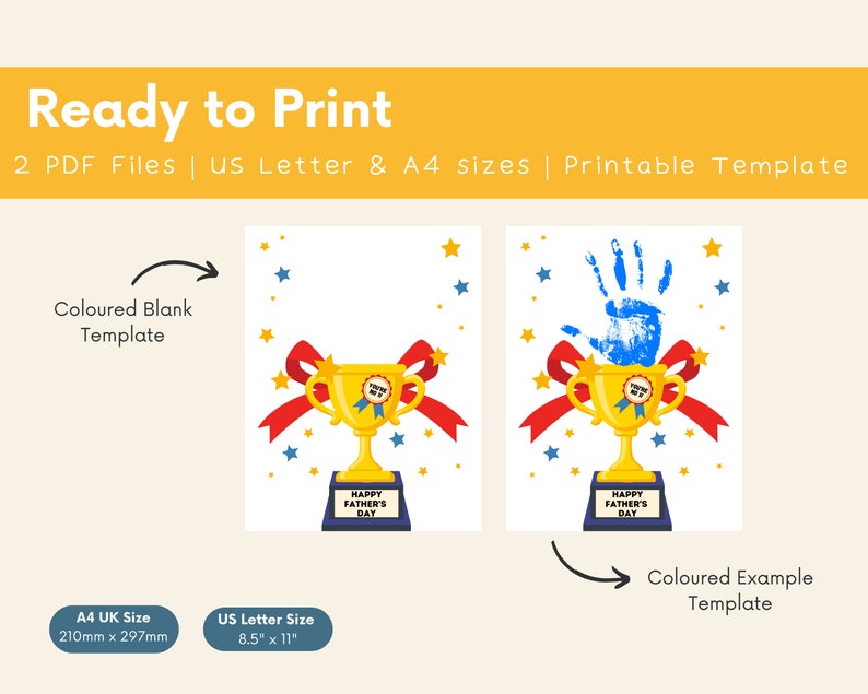 Father's Day Handprint Trophy Art Craft | Kids Paint Art | Pre-school ...