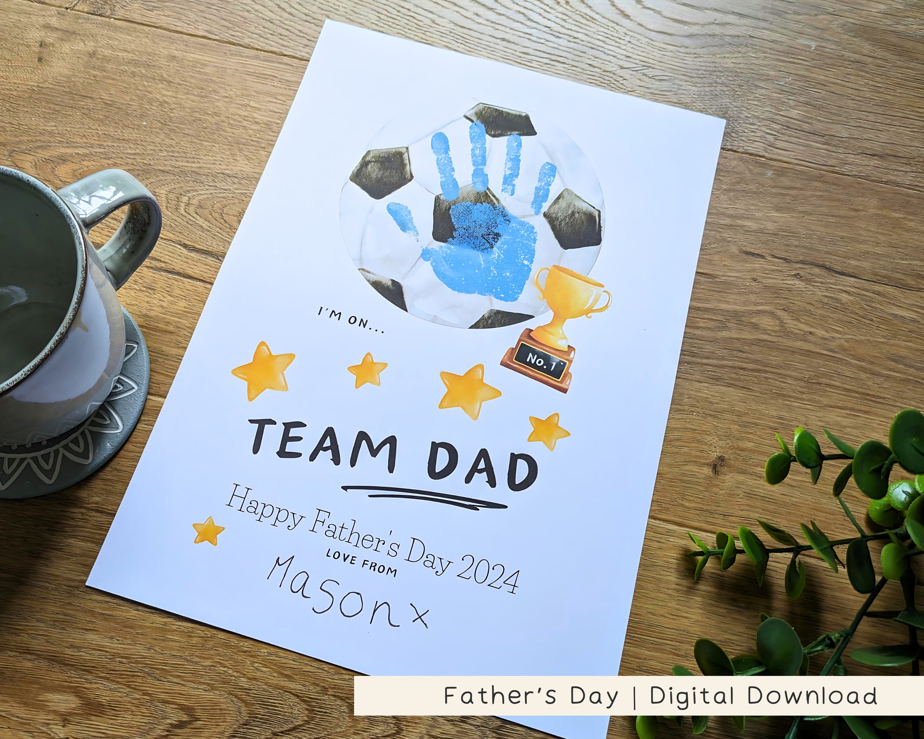 Father's Day Soccer Football Handprint Craft Printable | Kids Paint Art ...