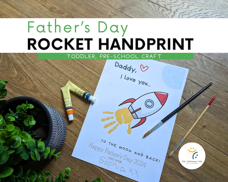 Father's Day Handprint to the Moon Craft Printable | Kids Paint Art ...