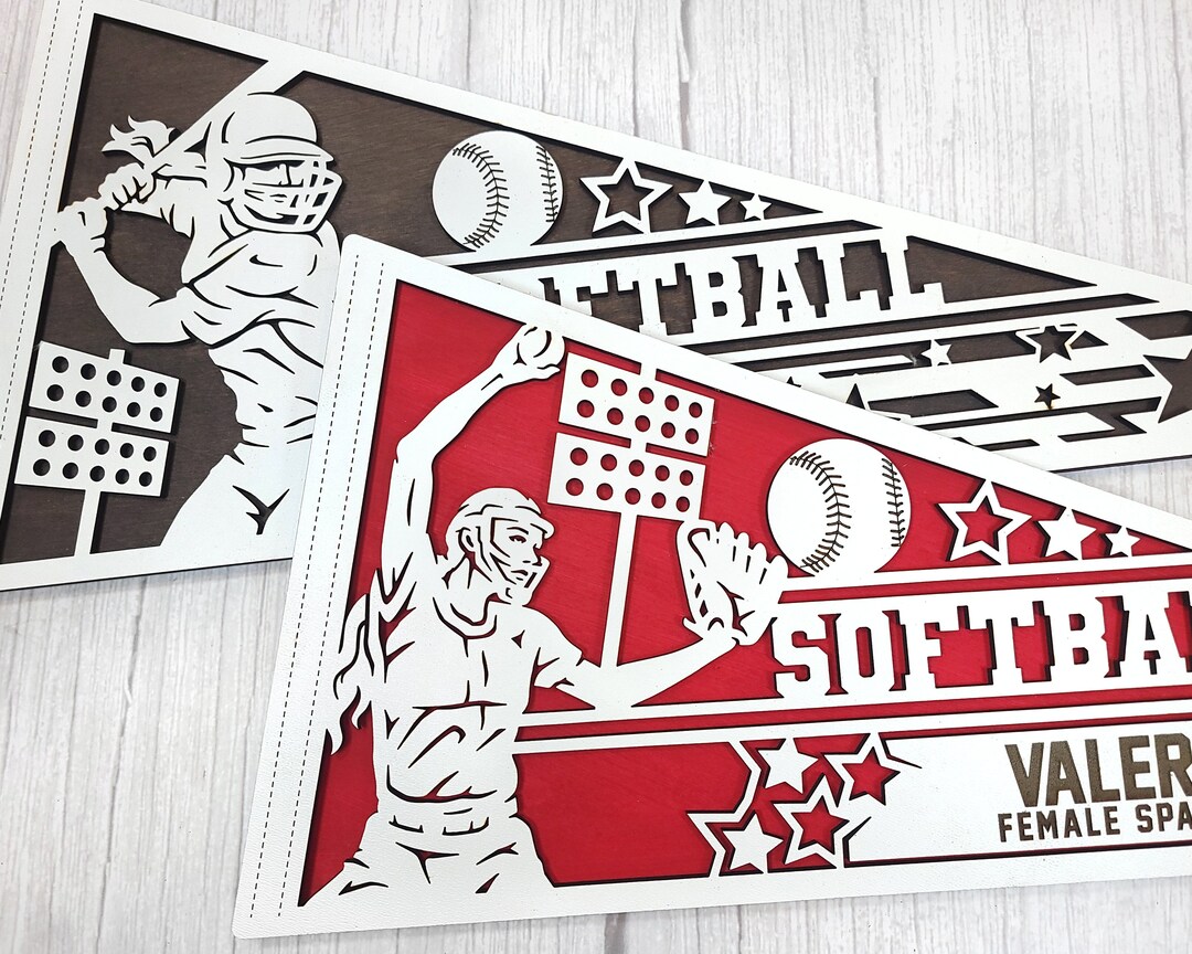 Custom Softball Pennant Flag: Wood Sports Decor - Etsy