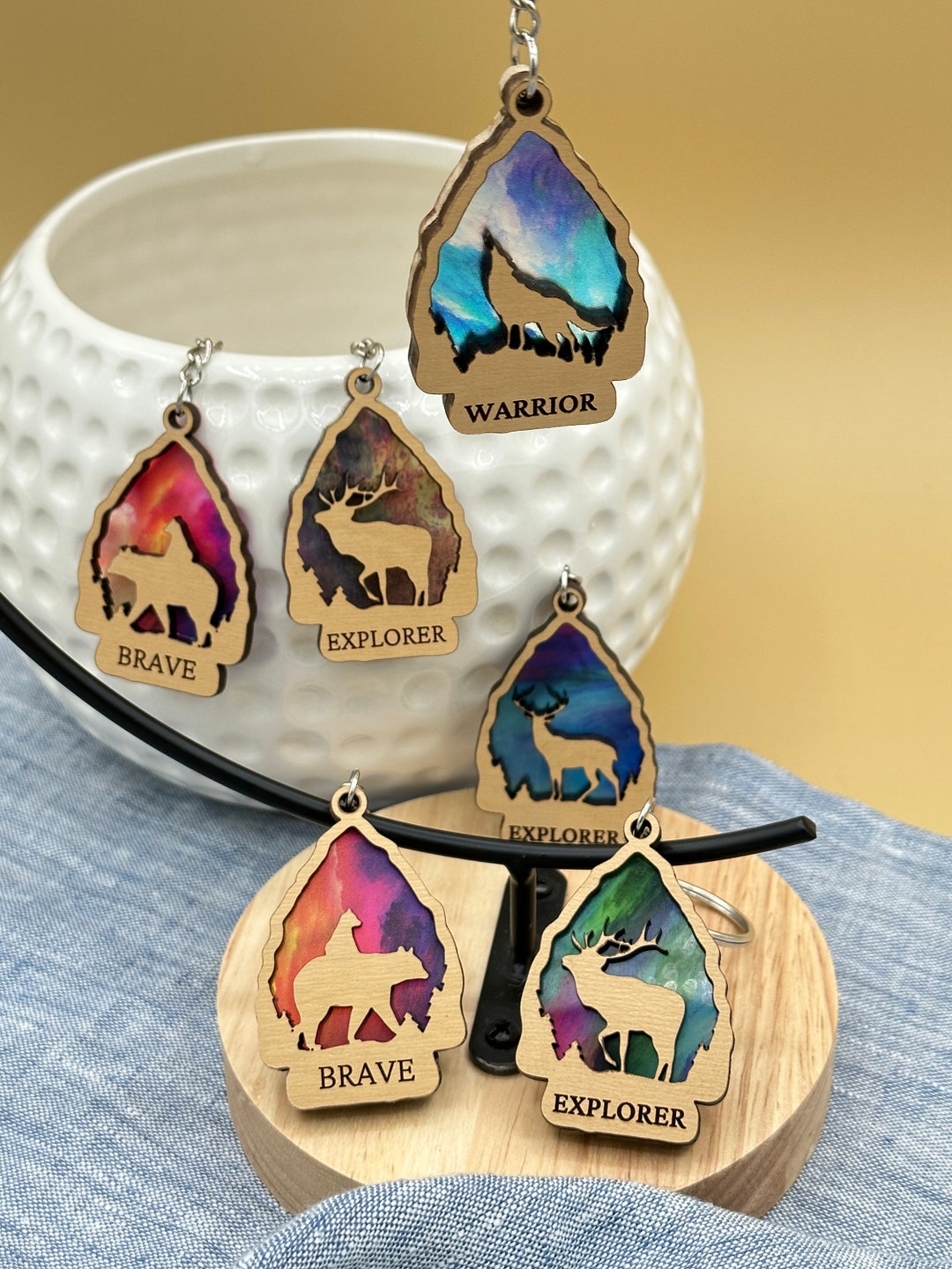 Suncatcher Keychain | Wolf Keychain | Elk Keychain | Arrowhead Keychain ...