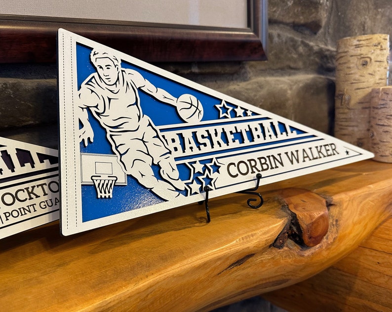 Custom Basketball Pennant Flag: Wood Sports Decor - Etsy