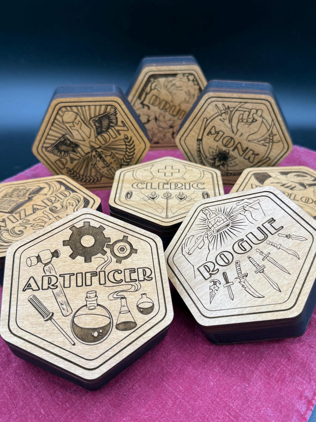 Laser Engraved Wood Dice Vault: DND Class Design - Etsy