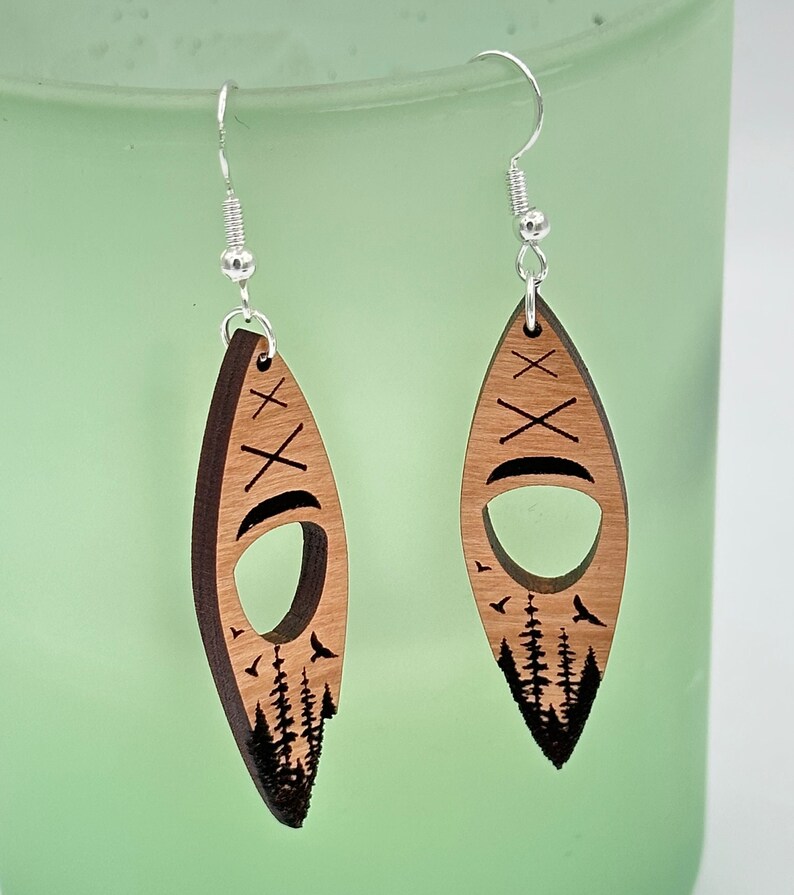 Wood Kayak Earrings | Forest Kayak Earrings | Adventure Soul Earring ...