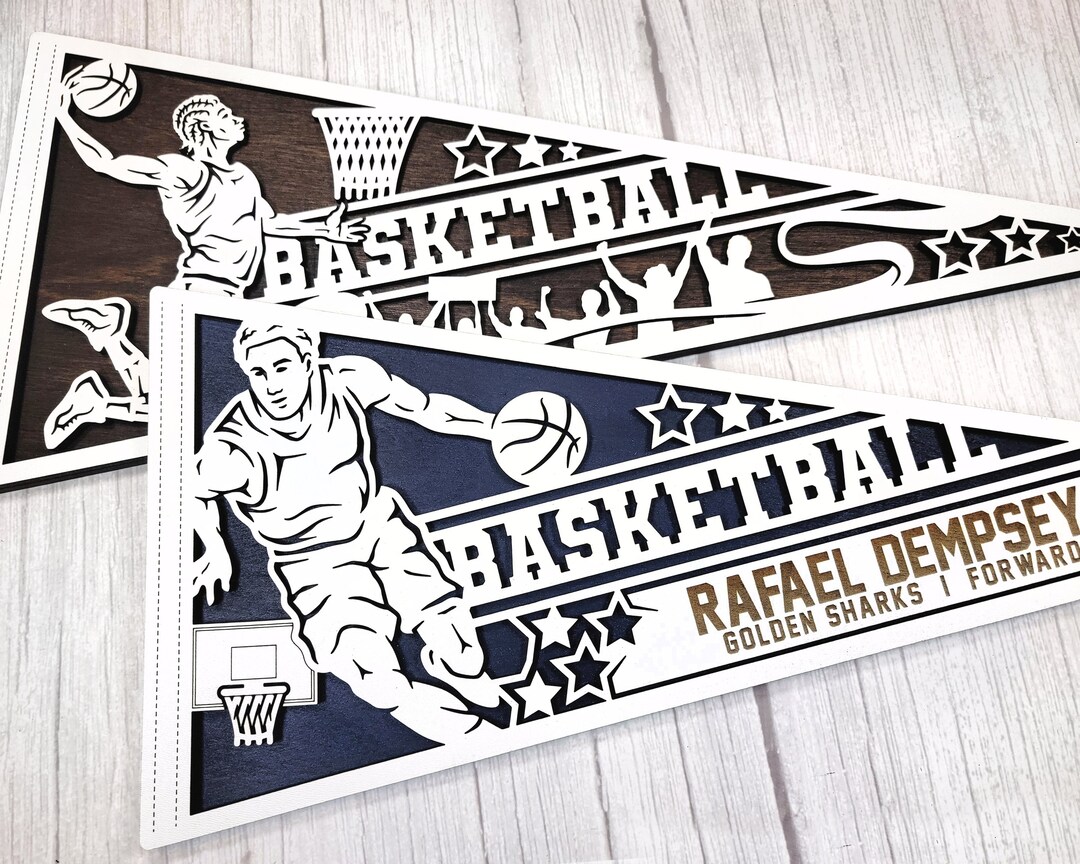 Custom Basketball Pennant Flag: Wood Sports Decor - Etsy