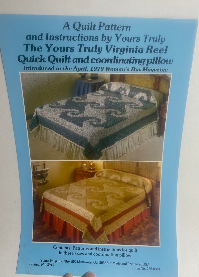 Vintage Quilt Pattern-virginia Reel by Yours Truely - Etsy