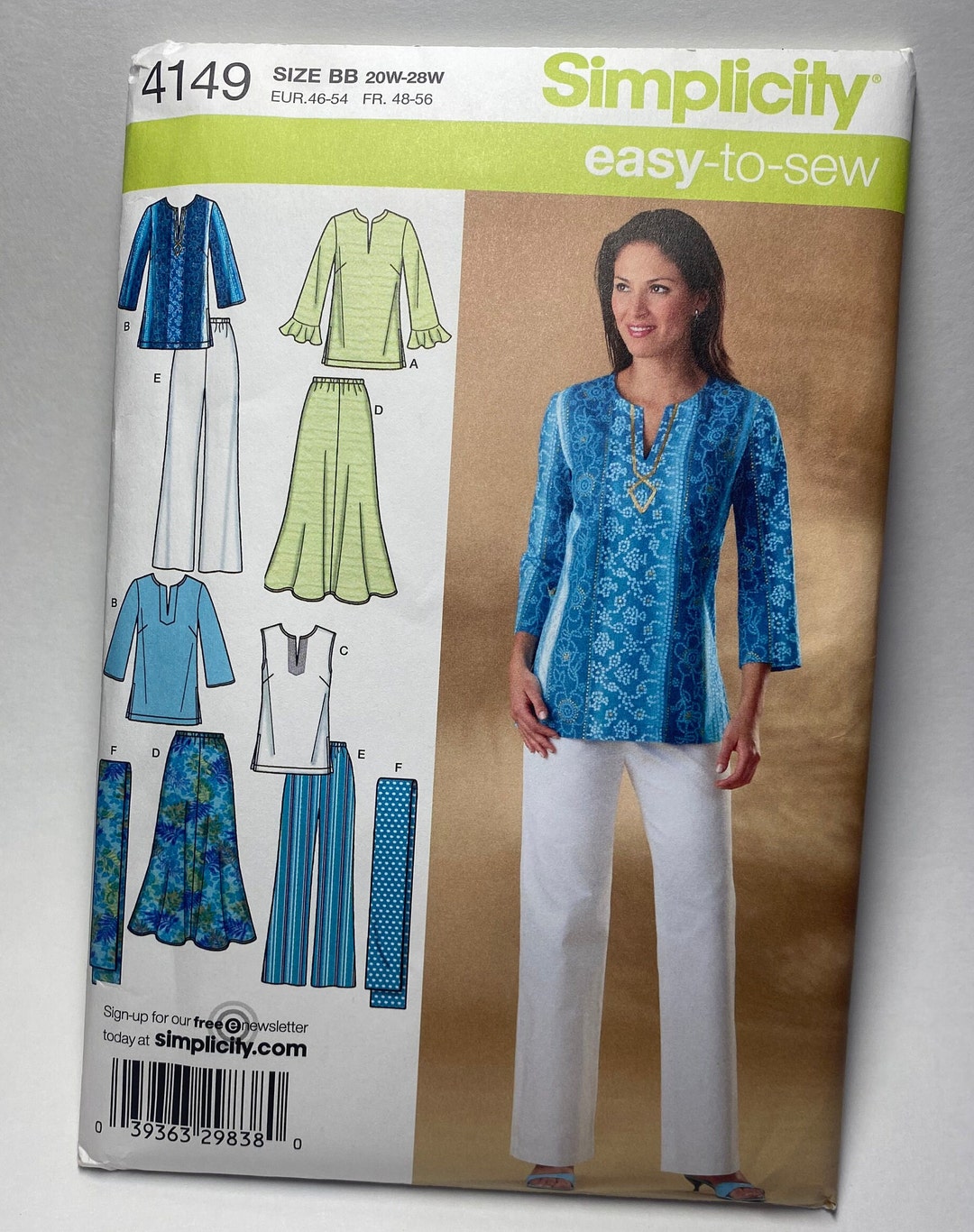 Simplicity Sewing Pattern 4149. Womans Plus Sized 20W-28W. Blouses ...