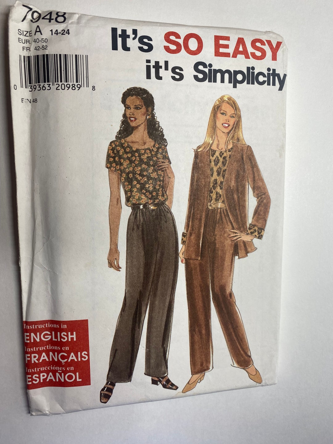 Simplicity It's so Easy Sewing Pattern 7948. Plus Sized 14-24. Jacket ...