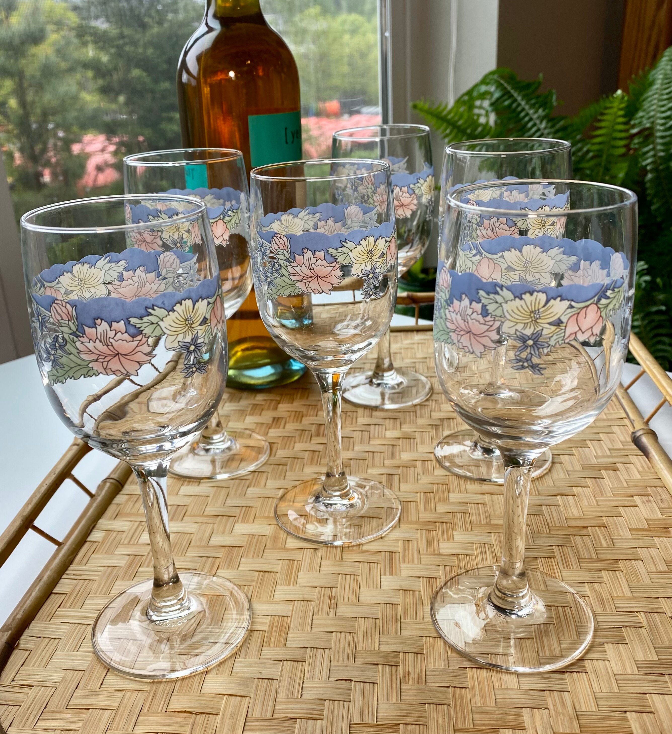 Set of 6 Wine Glasses by Arcopal Luminarc - Florine Pattern - Etsy