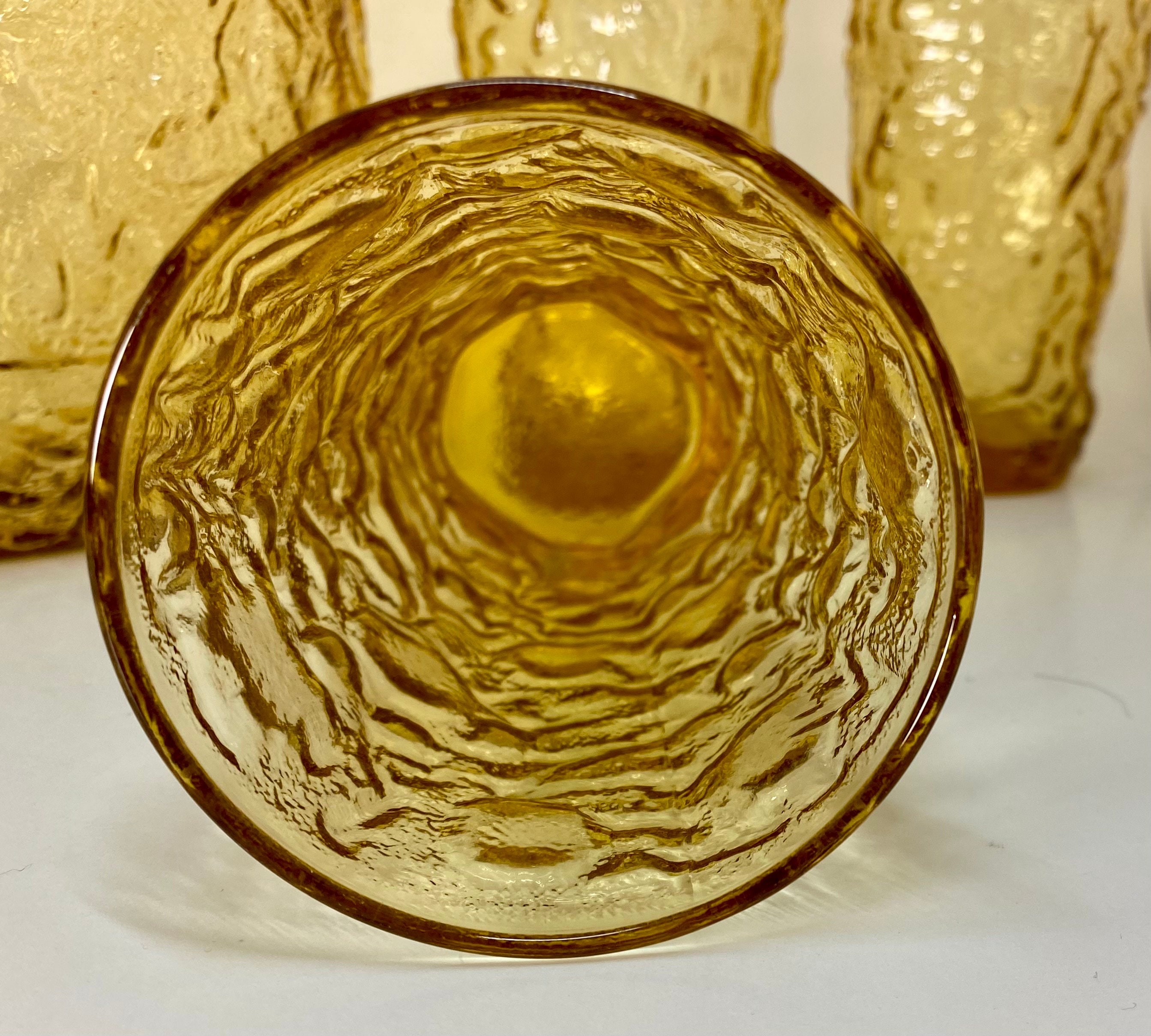 Vintage Amber Crinkle Glass Anchor Hocking Lido Pitcher W/ 5 Glasses - Etsy