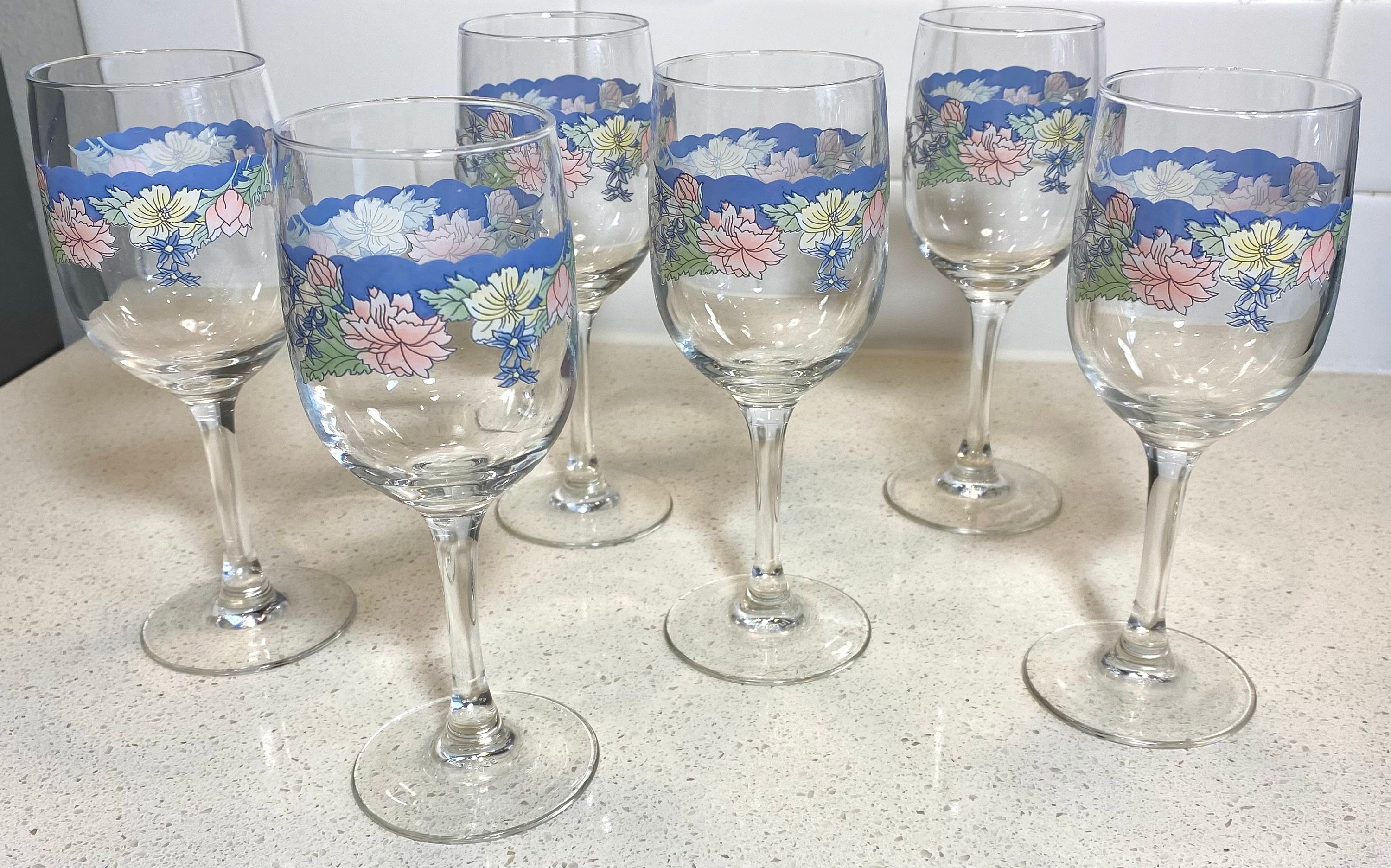 Set of 6 Wine Glasses by Arcopal Luminarc - Florine Pattern - Etsy