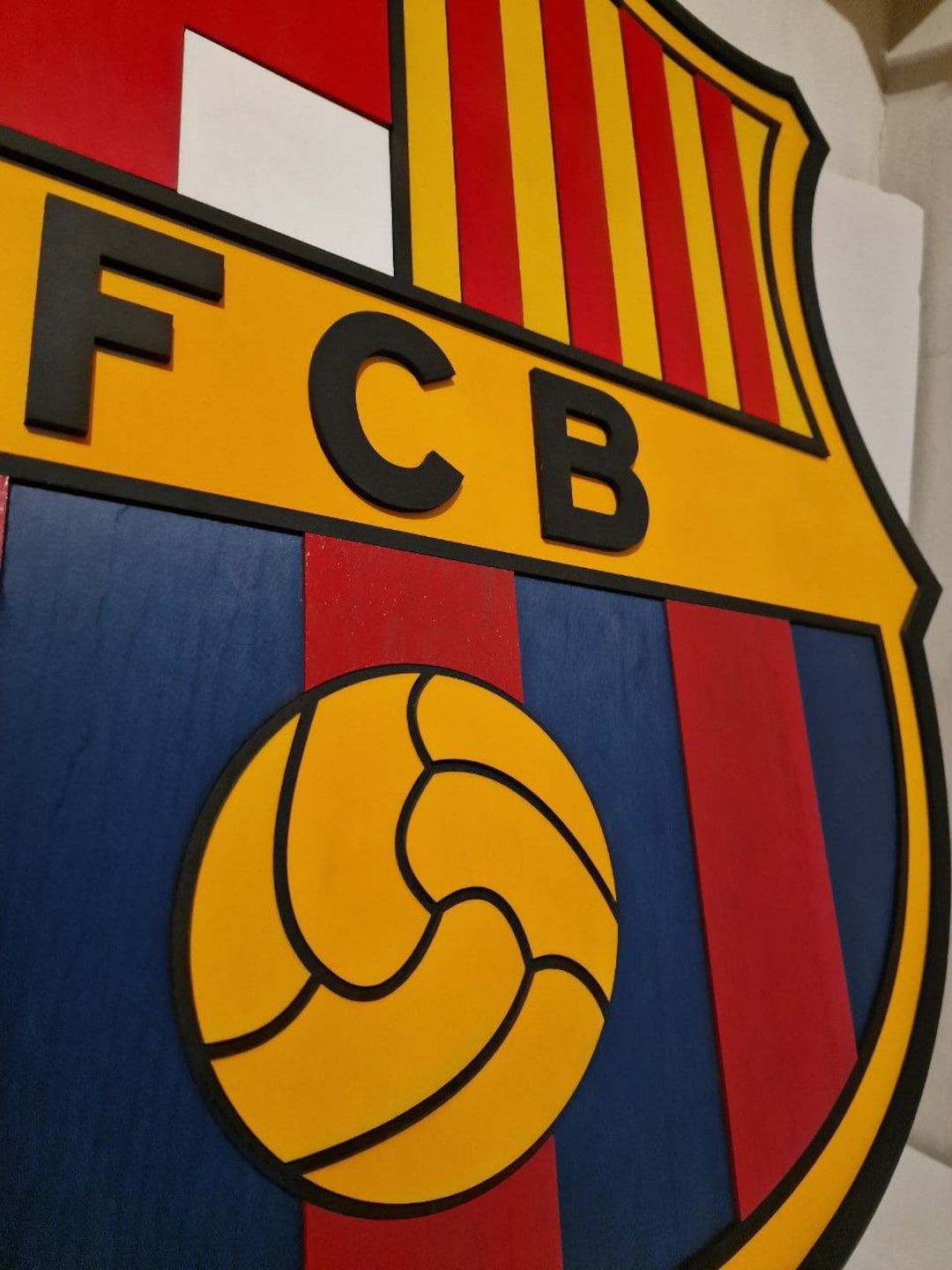 Logo de pared de madera del FCB de Barcelona, escudo de Barcelona, logo ...