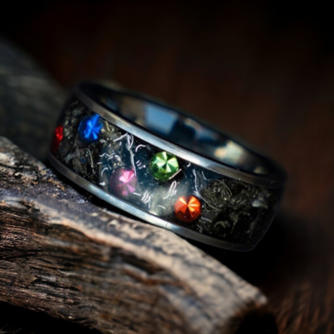 Marvel Infinity Stones Meteorite Ring Tungsten Men Wedding Band ...