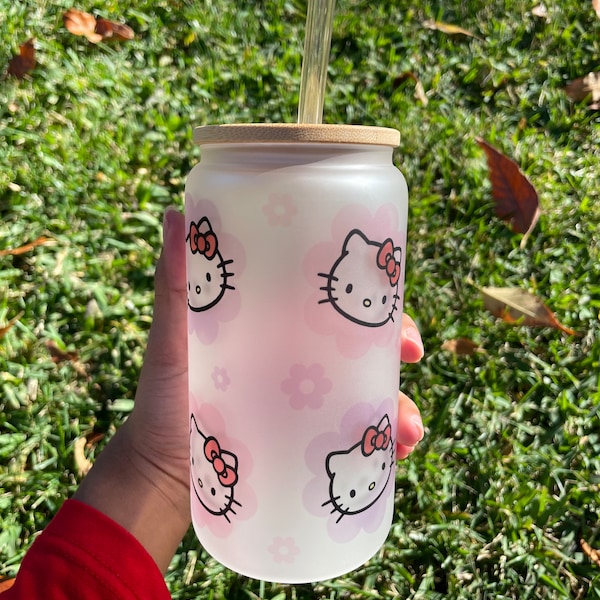 Hello Kittys Glass Cup Wrap Svg - Etsy