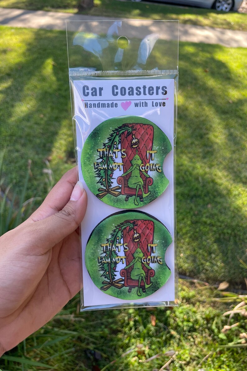 Grinch Car Coasters - Etsy