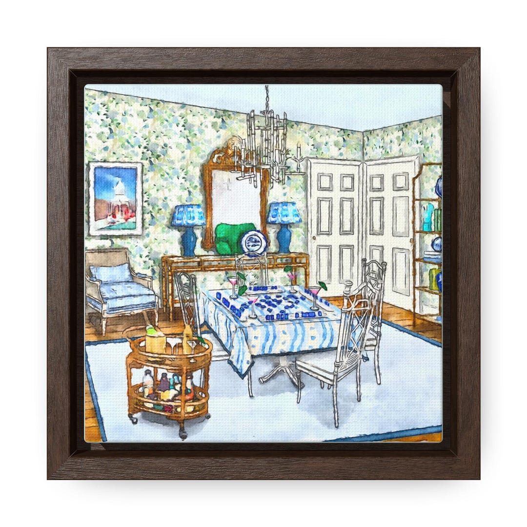 Mahjong With the Girls Watercolor Gallery Canvas, Square Frame - Wall ...