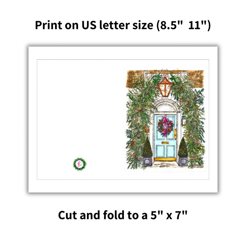 Printable Christmas Card: Pretty Door - Etsy