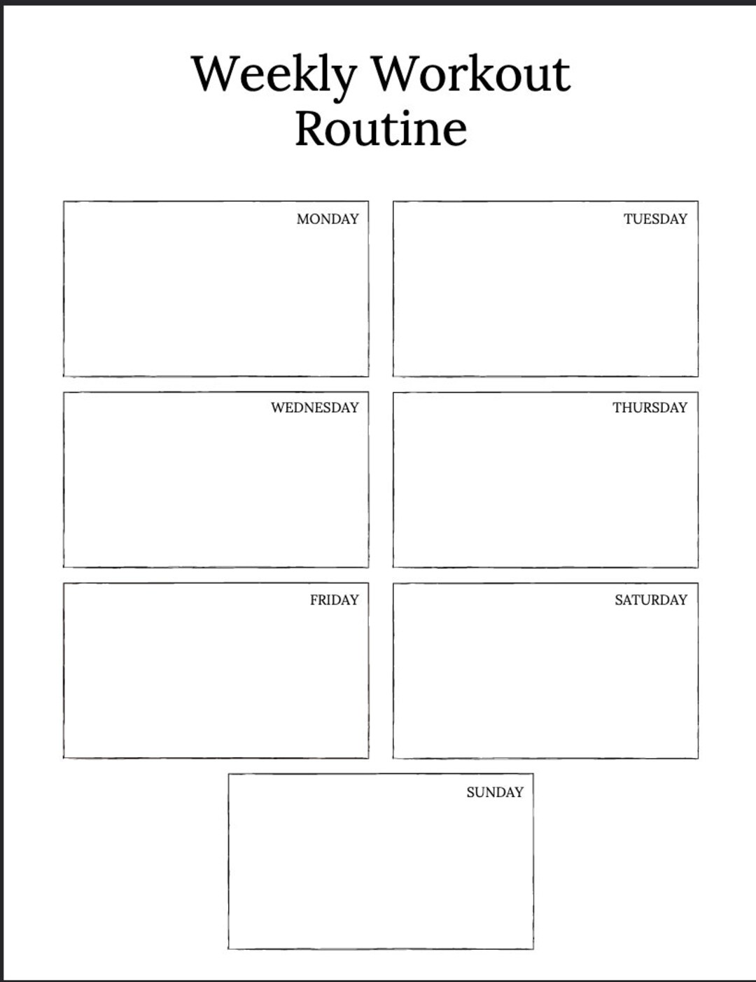 Simple Weekly Workout Routine - Etsy