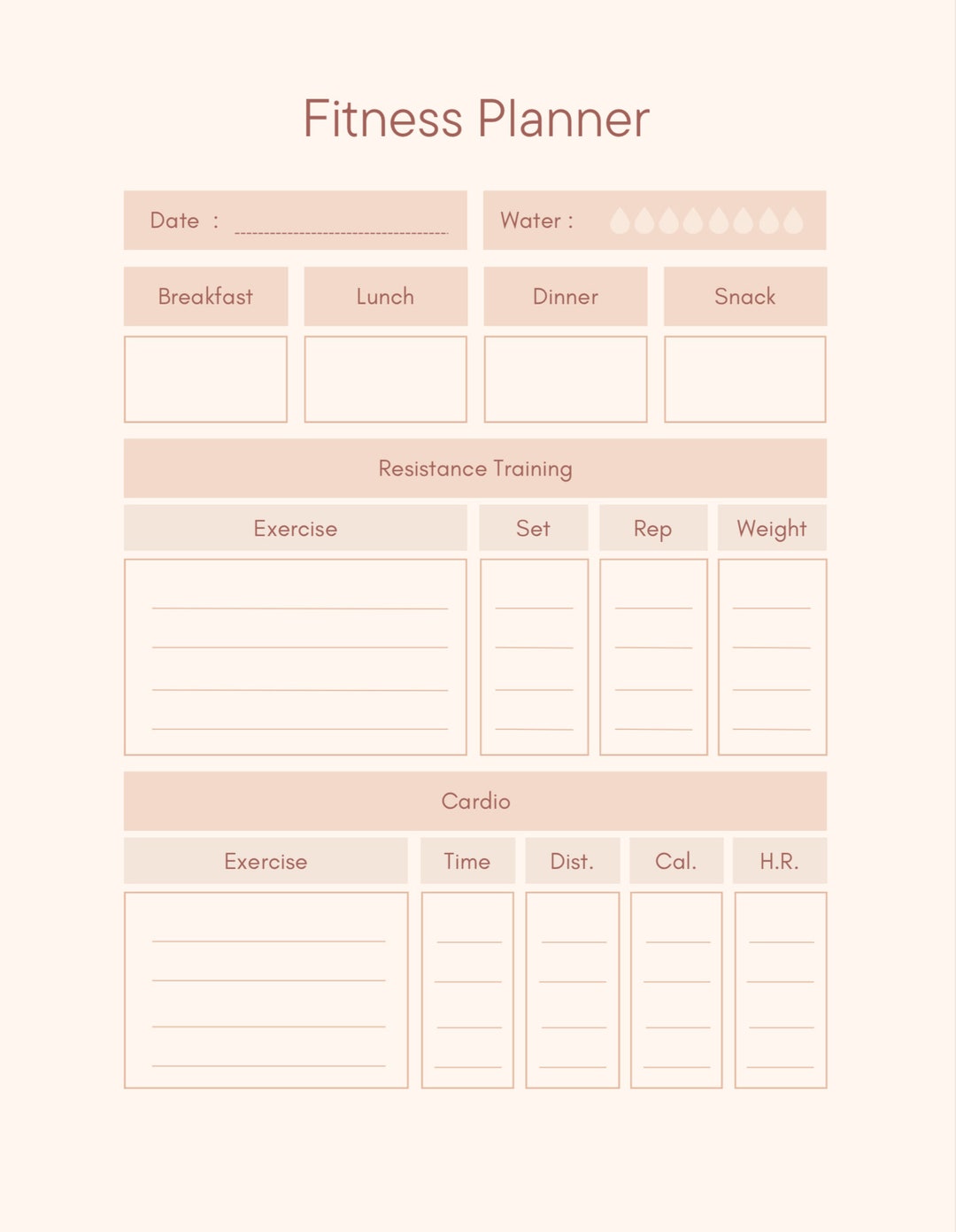 Downloadable Digital Fitness Planner - Etsy