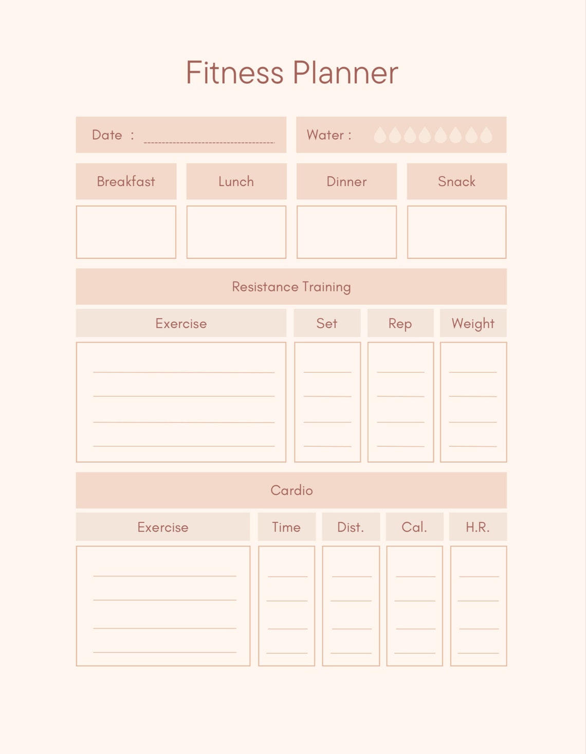Downloadable Digital Fitness Planner - Etsy