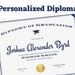 Printable Diploma of Graduation Personalized Middle School Certificate ...