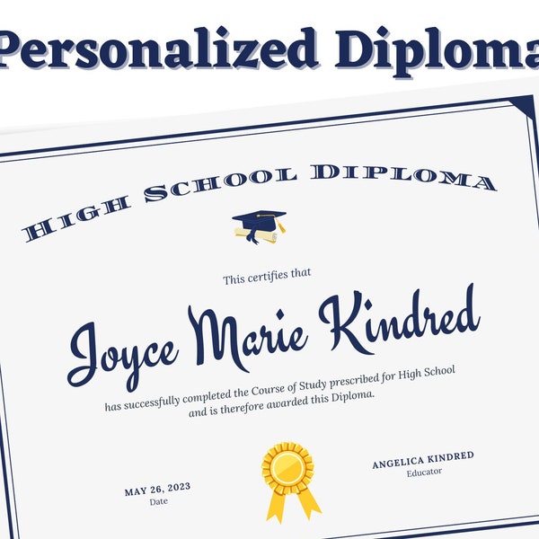 Printable Elementary School Certificate Personalized Homeschool Diploma ...
