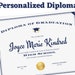 Printable Diploma of Graduation Personalized Middle School Certificate ...