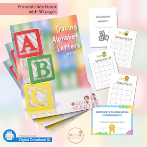 Tracing Alphabet Letters Workbook Digital Download Print at Home ...