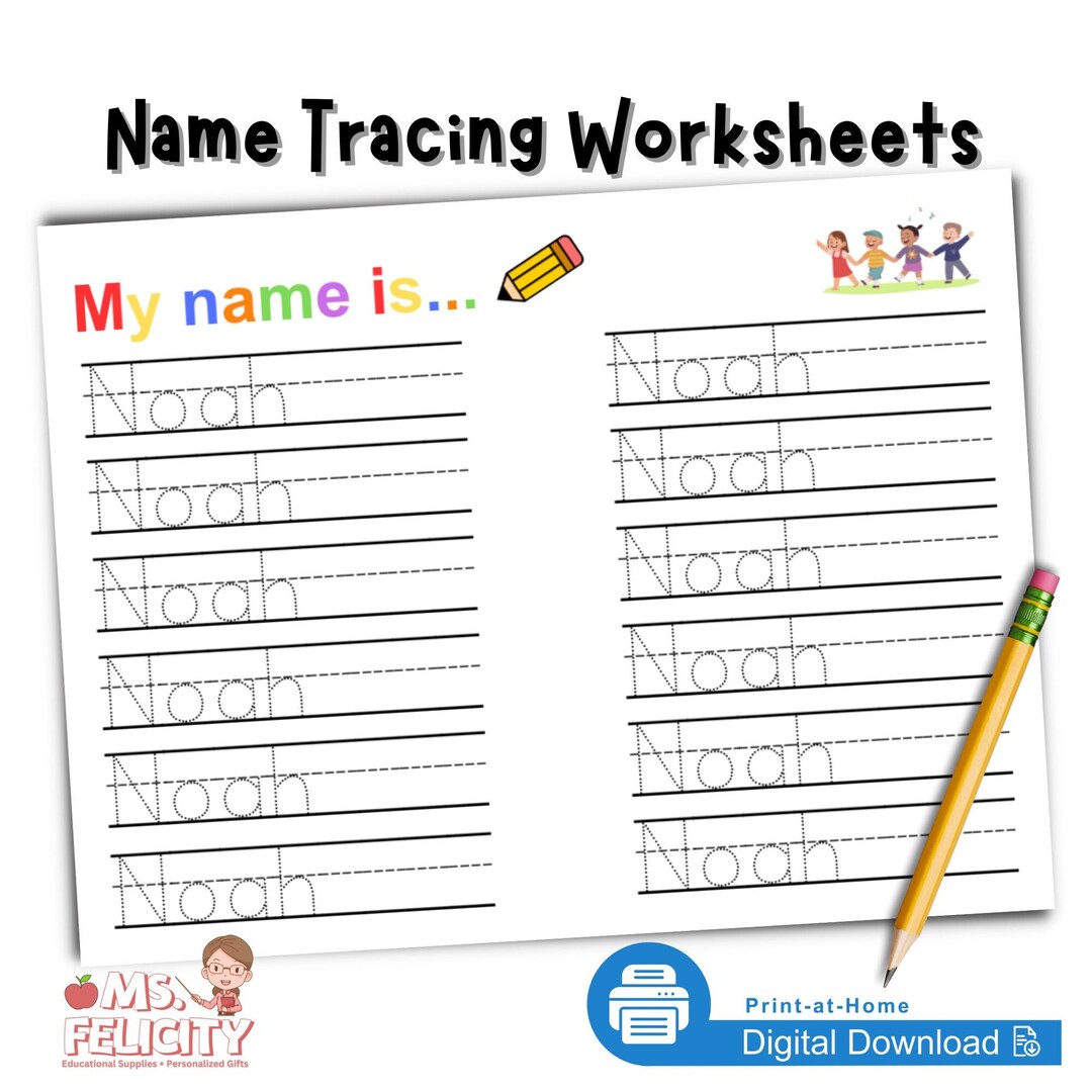 Noah: Personalized Name Tracing Worksheet Name Trace Sheet Preschool ...