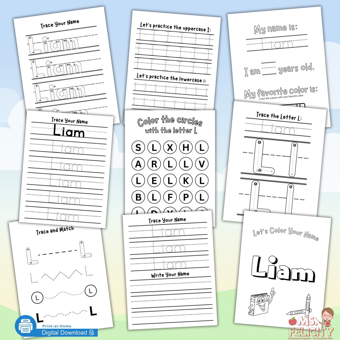 Personalized Name Tracing Bundle Handwriting Practice Worksheets Sheet ...
