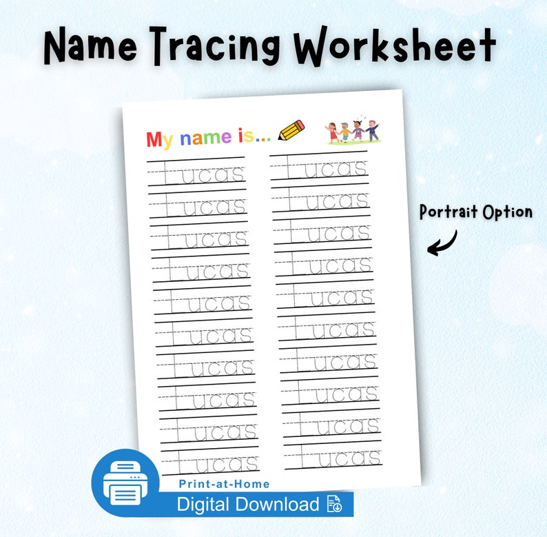 Personalized Name Tracing Worksheet Custom Name Trace Sheet Preschool ...