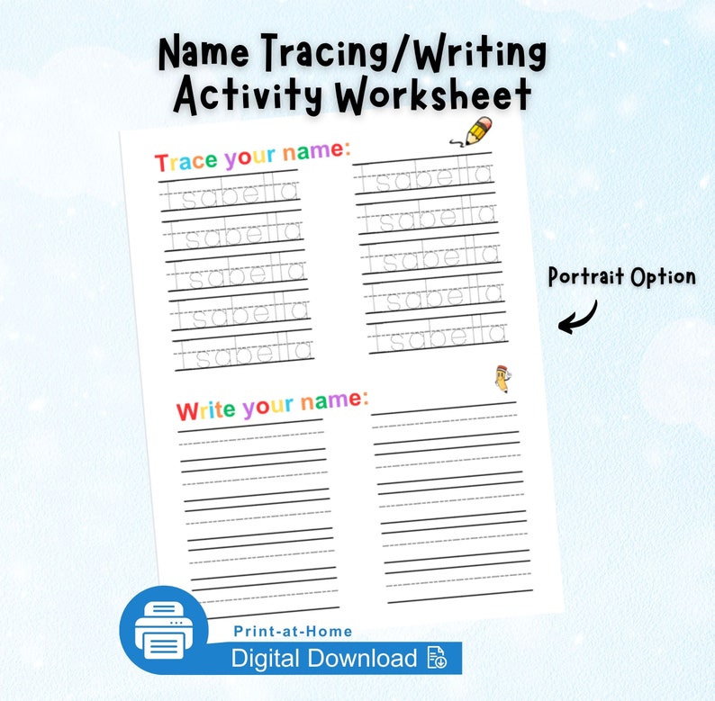 Name Tracing Writing Activity Worksheet Personalized Custom Name Trace ...
