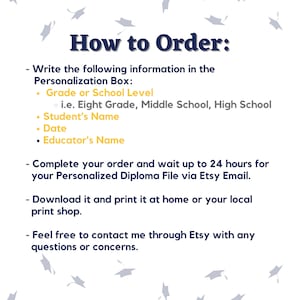 Printable Diploma of Graduation Personalized Middle School Certificate ...