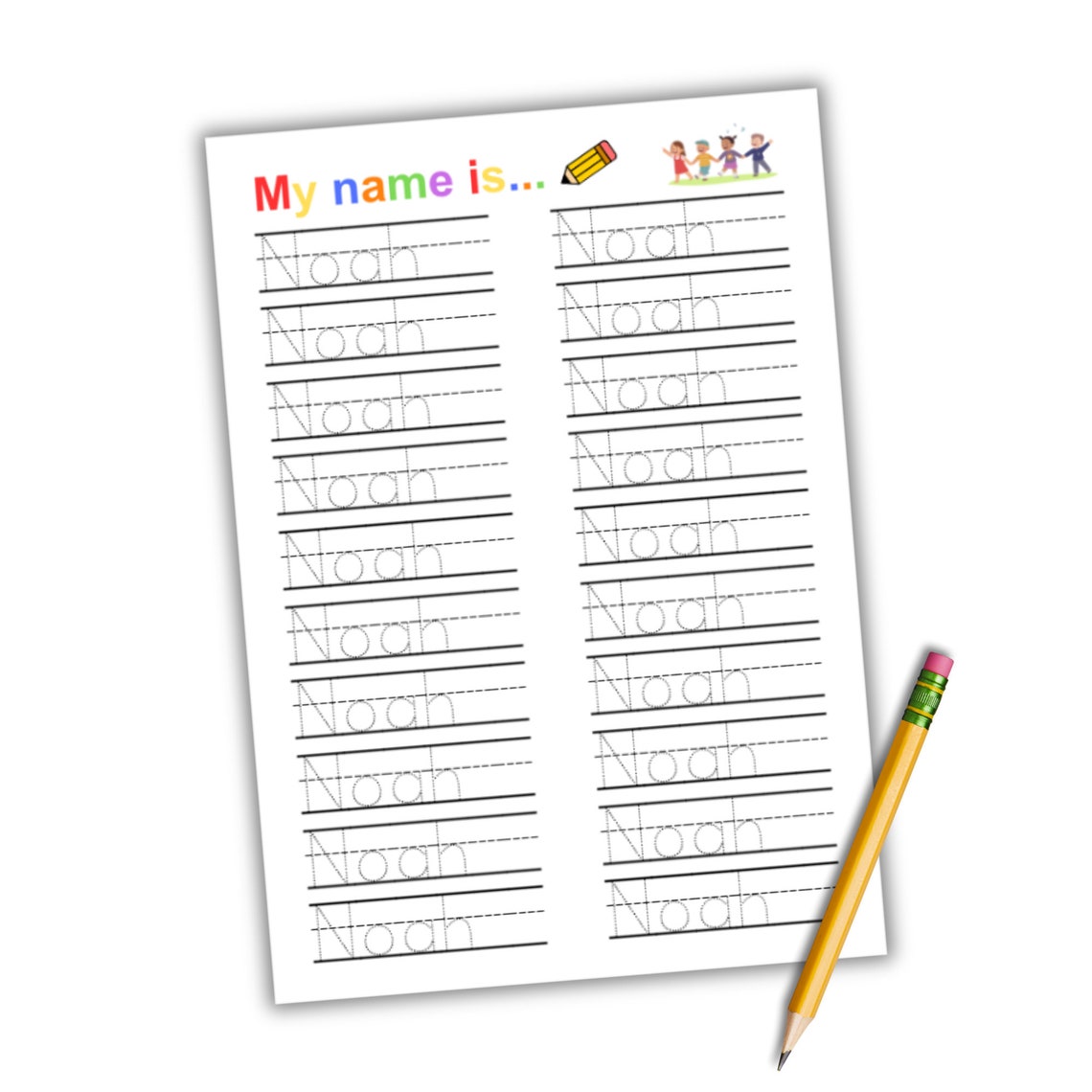 Noah: Personalized Name Tracing Worksheet Portrait Trace Sheet ...