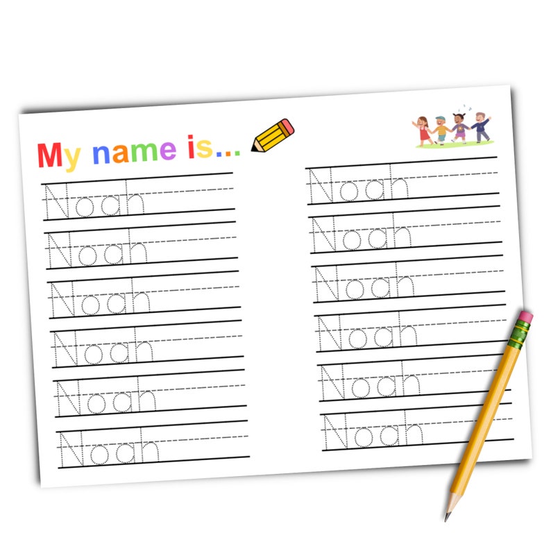 Noah: Personalized Name Tracing Worksheet Name Trace Sheet Preschool ...