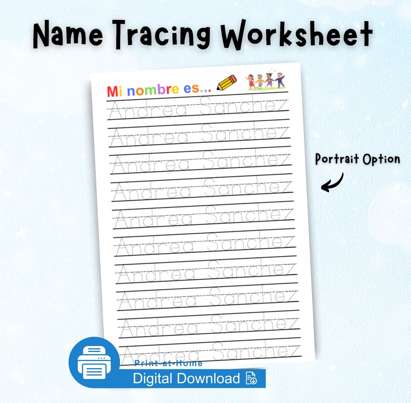 Personalized SPANISH Name Tracing Worksheet Name Trace Sheet Preschool ...